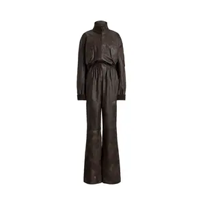 Ralph Lauren Vaughn Distressed Lambskin Jumpsuit