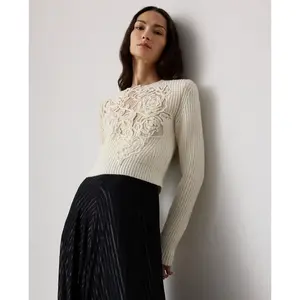 Ralph Lauren Embroidered Cashmere Cropped Sweater