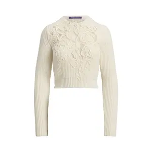 Ralph Lauren Embroidered Cashmere Cropped Sweater