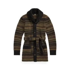Ralph Lauren Striped Wool-blend Cardigan - Olive Multi