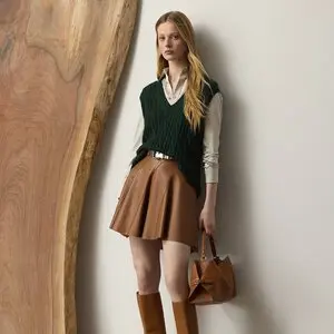 Ralph Lauren Clarisa Lambskin Mini Skirt - Light Toffee
