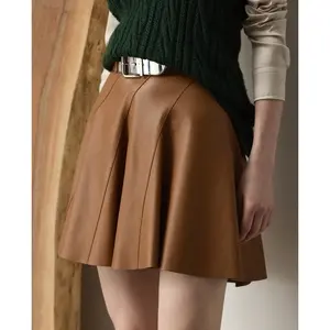 Ralph Lauren Clarisa Lambskin Mini Skirt - Light Toffee