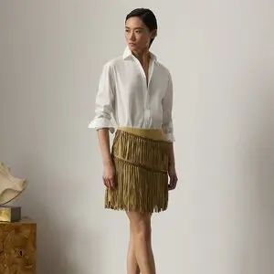 Ralph Lauren Brielle Fringe-trim Lamb-suede Skirt