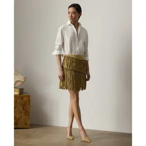 Ralph Lauren Brielle Fringe-trim Lamb-suede Skirt