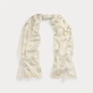 Ralph Lauren Jacquard Gauze Evening Wrap Scarf Cream