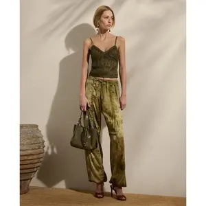 Ralph Lauren Naylor Lambskin & Tulle Sleeveless Top