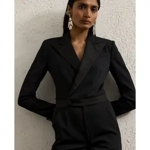 Ralph Lauren Tenney Wool Gabardine Tuxedo Jumpsuit