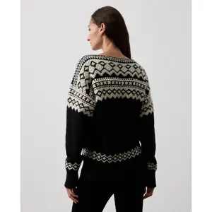 Ralph Lauren Cashmere Jacquard Boatneck Sweater - Black/cream