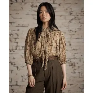 Ralph Lauren Floral-print Crinkled Silk Blouse