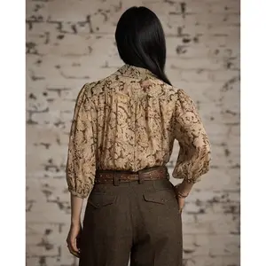 Ralph Lauren Floral-print Crinkled Silk Blouse