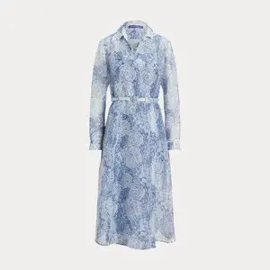 Ralph Lauren Aniyah Floral Linen Gauze Day Dress - Blue Multi