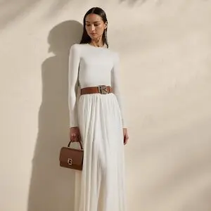 Ralph Lauren Shirred Crepe Jersey Day Dress