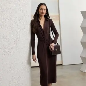 Ralph Lauren Twist-front Jersey Day Dress - Mocha