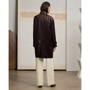 Ralph Lauren Crawford Lacquered Linen Balmacaan Coat