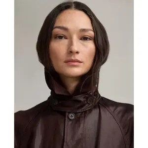 Ralph Lauren Crawford Lacquered Linen Balmacaan Coat