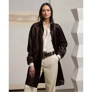 Ralph Lauren Crawford Lacquered Linen Balmacaan Coat