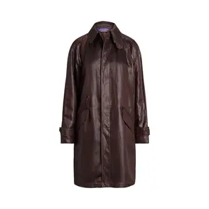 Ralph Lauren Crawford Lacquered Linen Balmacaan Coat