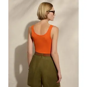 Ralph Lauren Ellis Rib-knit Cotton-blend Tank Top - Bright Orange