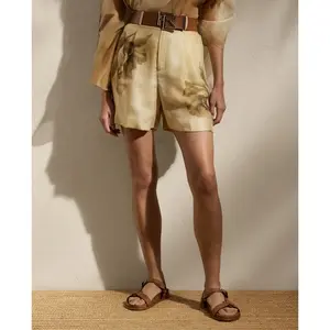 Ralph Lauren Tracy Pleated Floral Silk Gauze Short
