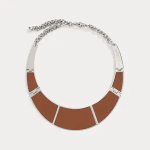 Ralph Lauren Inset-wood Plaque Necklace - Brown/grey