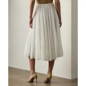 Ralph Lauren Trivelas Embellished Pleated Voile Skirt