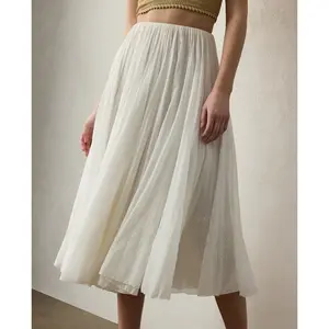 Ralph Lauren Trivelas Embellished Pleated Voile Skirt