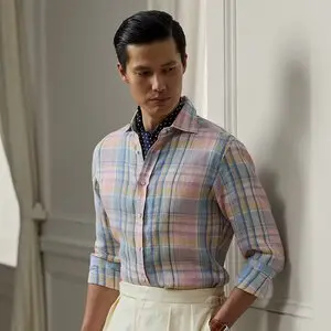 Ralph Lauren Plaid Linen Shirt - Pink Multi
