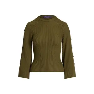 Ralph Lauren Rib-knit Wool-silk Button-sleeve Sweater