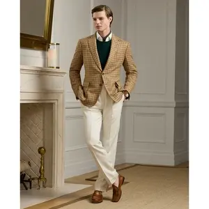 Ralph Lauren Kent Hand-tailored Checked Sport Coat - Camel/brown