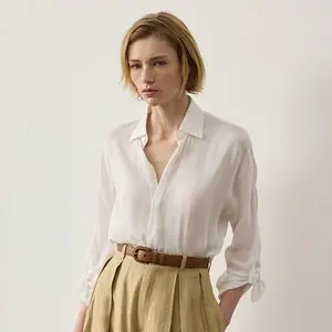 Ralph Lauren Karen Silk Georgette Blouse - Ecru