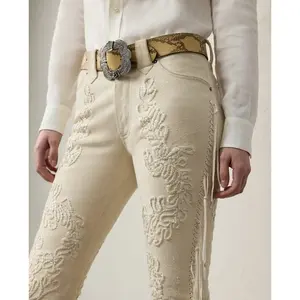 Ralph Lauren Annabeth Embellished Fringe Suede Pant