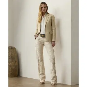 Ralph Lauren Annabeth Embellished Fringe Suede Pant