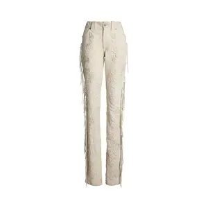 Ralph Lauren Annabeth Embellished Fringe Suede Pant