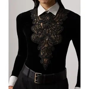 Ralph Lauren Missy Embellished Velvet Shirt