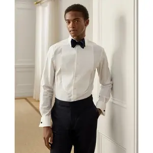 Ralph Lauren Piqué-bib French Cuff Tuxedo Shirt - White