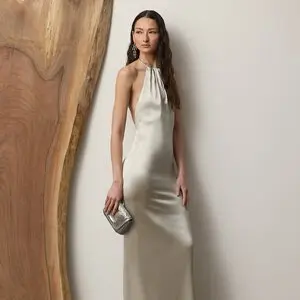 Ralph Lauren Corra Stretch Satin Evening Dress - Mist