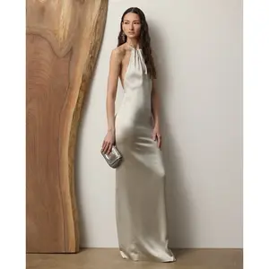 Ralph Lauren Corra Stretch Satin Evening Dress - Mist