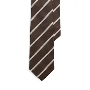 Ralph Lauren Striped Silk Repp Tie - Brown