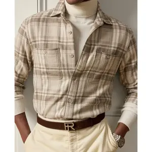 Ralph Lauren Plaid Wool-silk-cashmere Shirt - Taupe