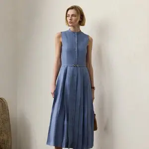 Ralph Lauren Kennedi Linen Sleeveless Day Dress - Cornflower