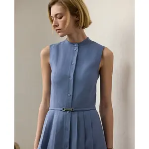 Ralph Lauren Kennedi Linen Sleeveless Day Dress - Cornflower