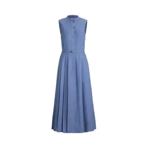 Ralph Lauren Kennedi Linen Sleeveless Day Dress - Cornflower