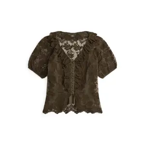 Ralph Lauren Ruffle-trim Embroidered Lace Blouse