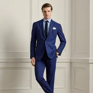 Ralph Lauren Kent Handmade Rope-stripe Suit - Navy/cream