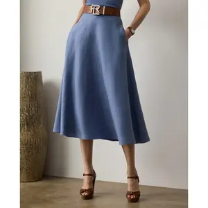 Ralph Lauren Erica Linen Skirt - Cornflower