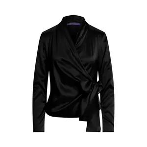 Ralph Lauren Shea Stretch Silk Charmeuse Wrap Blouse