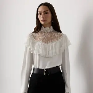 Ralph Lauren Alexandrea Crepe-back-satin Blouse