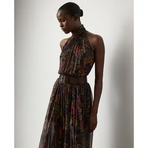 Ralph Lauren Kylee Paisley Crinkle Chiffon Day Dress