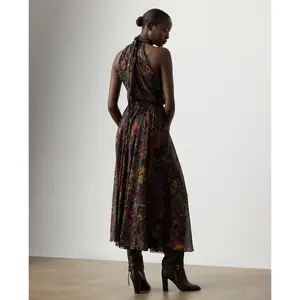 Ralph Lauren Kylee Paisley Crinkle Chiffon Day Dress