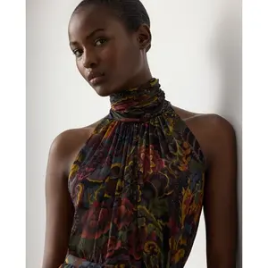 Ralph Lauren Kylee Paisley Crinkle Chiffon Day Dress